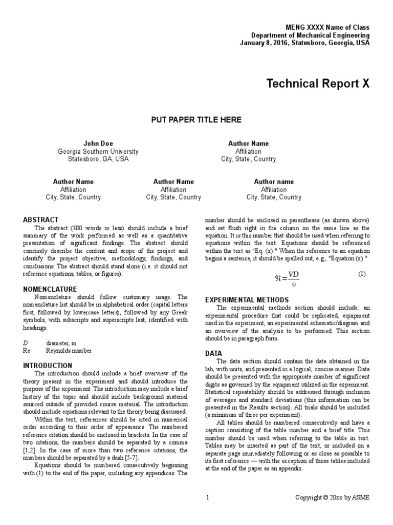 MENG Sample ASME Template | PDF | Citation | Experiment