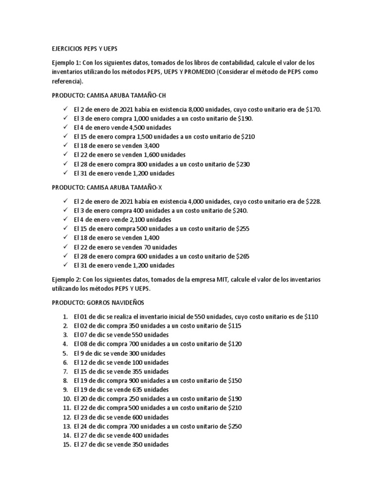 Ejercicios Peps y Ueps | PDF