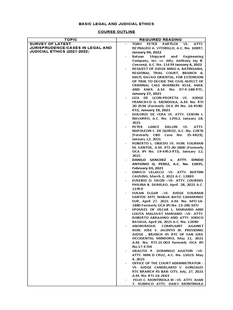 Recent Cases and Developments in Legal and Judicial Ethics: An Overview ...