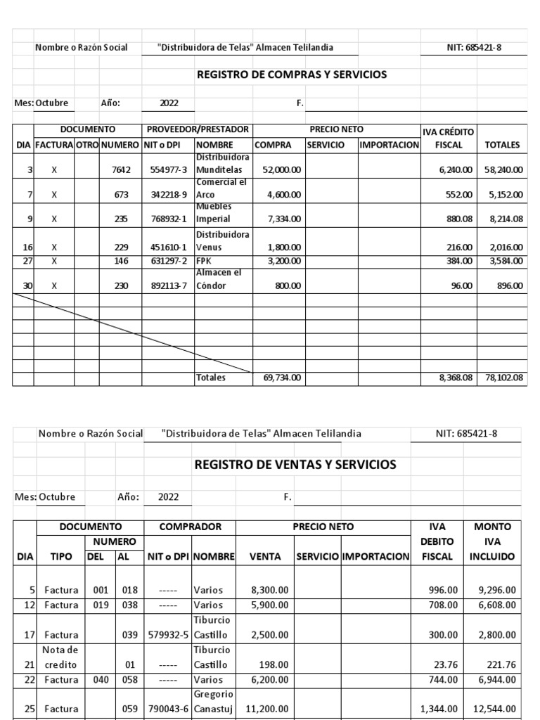 Libro de Compra y Ventas Ejercicio No. 12 | PDF | Factura | Contabilidad