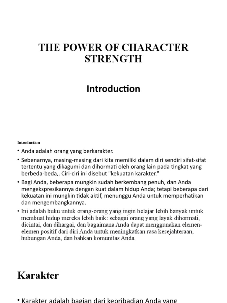 Introduction-The Power of Character Strength | PDF