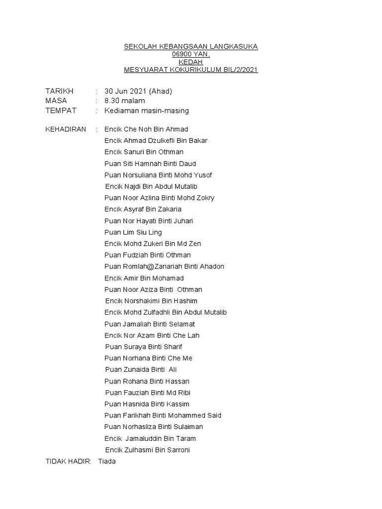 Minit Mesyuarat Sambutan Kemerdekaan 2021 Edit Pkko | PDF