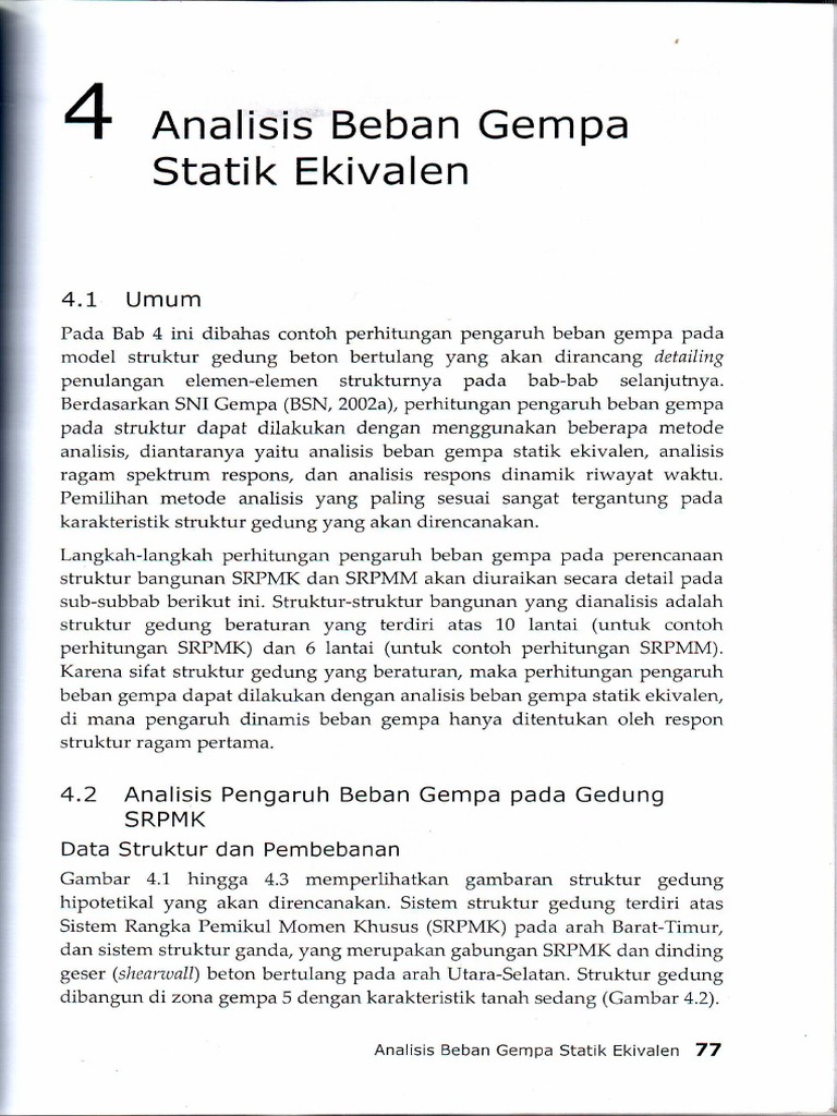 BAB IV Analisis Beban Gempa Statik Ekivalen | PDF