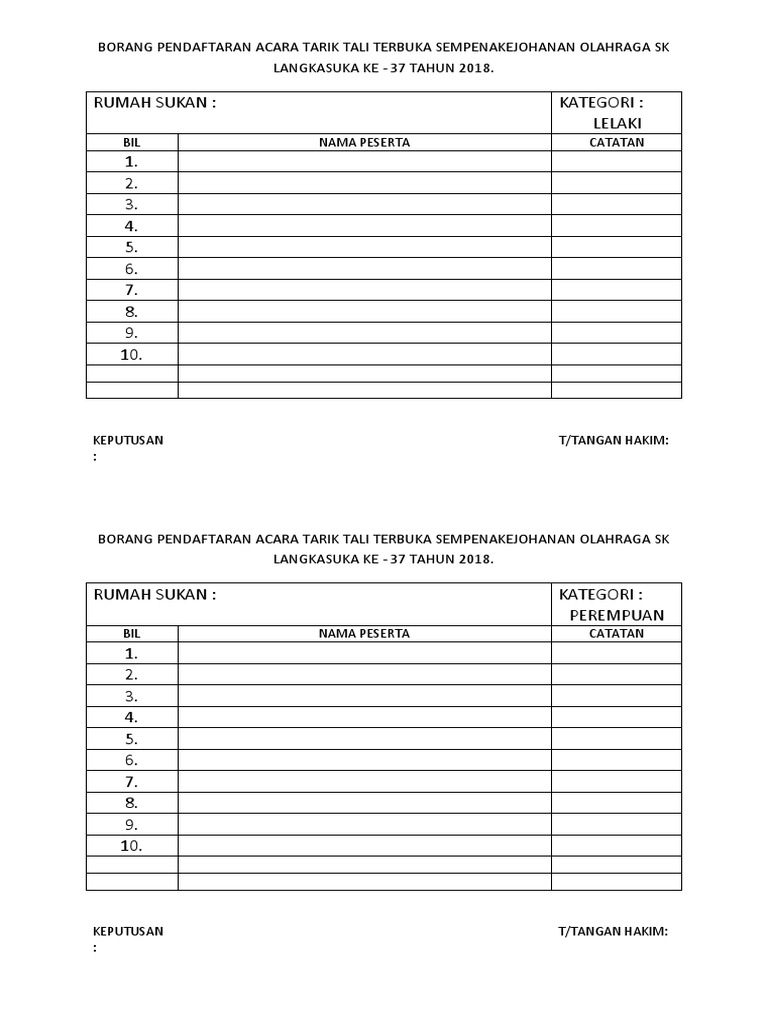 Borang Tarik Tali | PDF