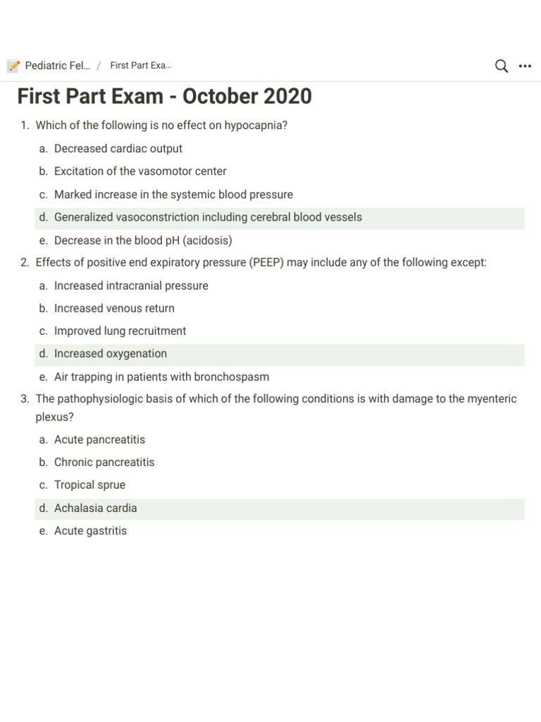 First Part Exam - October 2020 | PDF | Sepsis | Diseases And Disorders