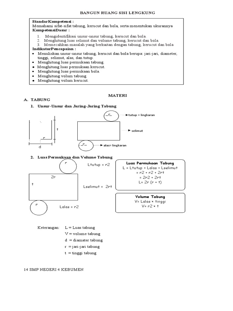 Luas Permukaan dan Volume Tabung | PDF