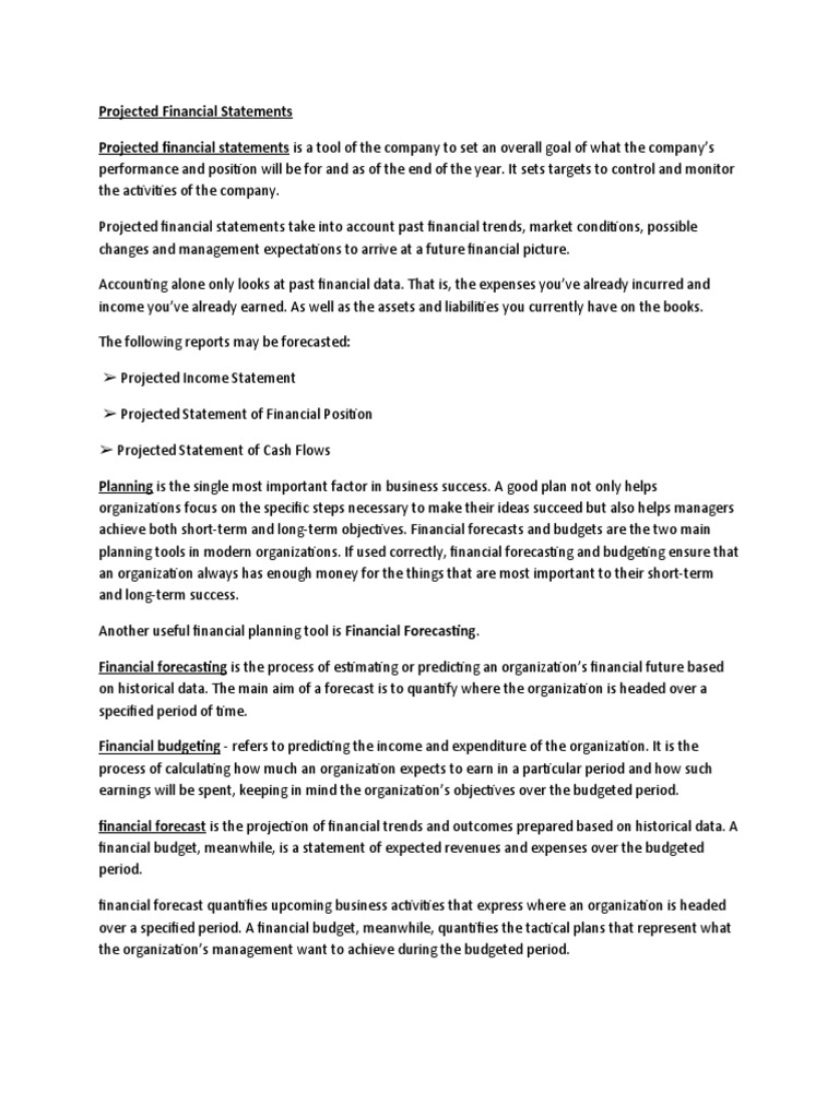Projected Financial Statements | PDF | Forecasting | Budget