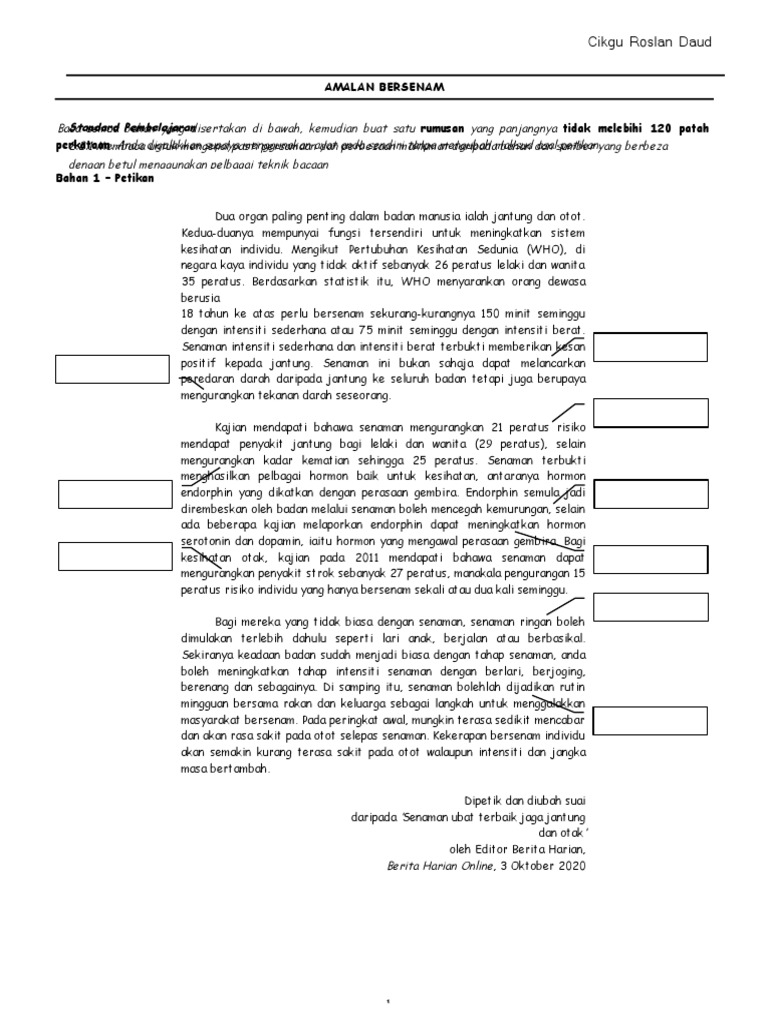 MEMBACA Rumusan Amalan Bersenam | PDF