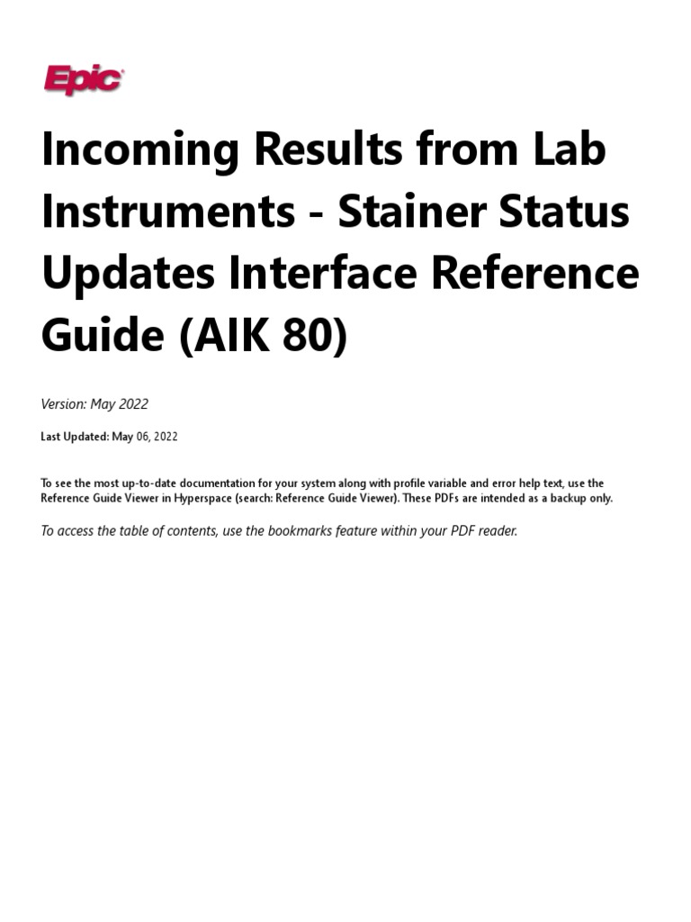Incoming Results From Lab Instruments - Stainer Status Updates ...