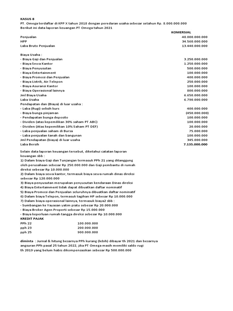 Soal Rekonsiliasi Fiskal No 8 Online 03 2021 Pdf