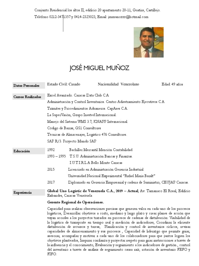 CURRICULUM JM Actual | PDF | Almacén | Planificación