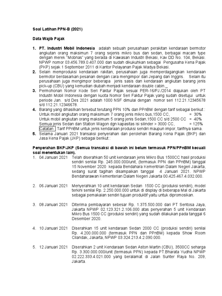 Soal Latihan PPN B (2021) | PDF | Pengelolaan Keuangan & Uang