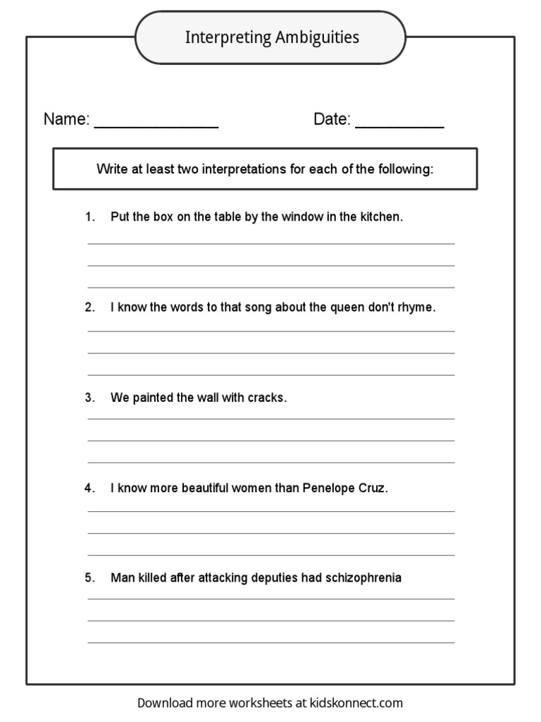 Ambiguity-Worksheets | PDF | Ambiguity | Vagueness
