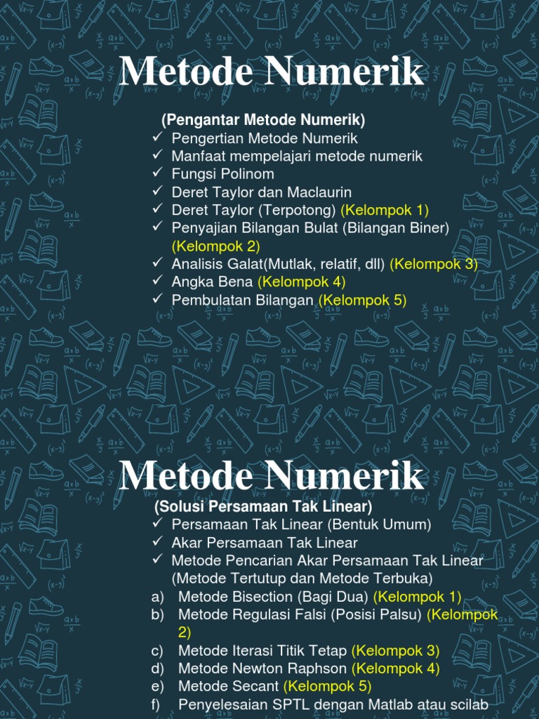 Pembagian Materi Metode Numerik Pdf