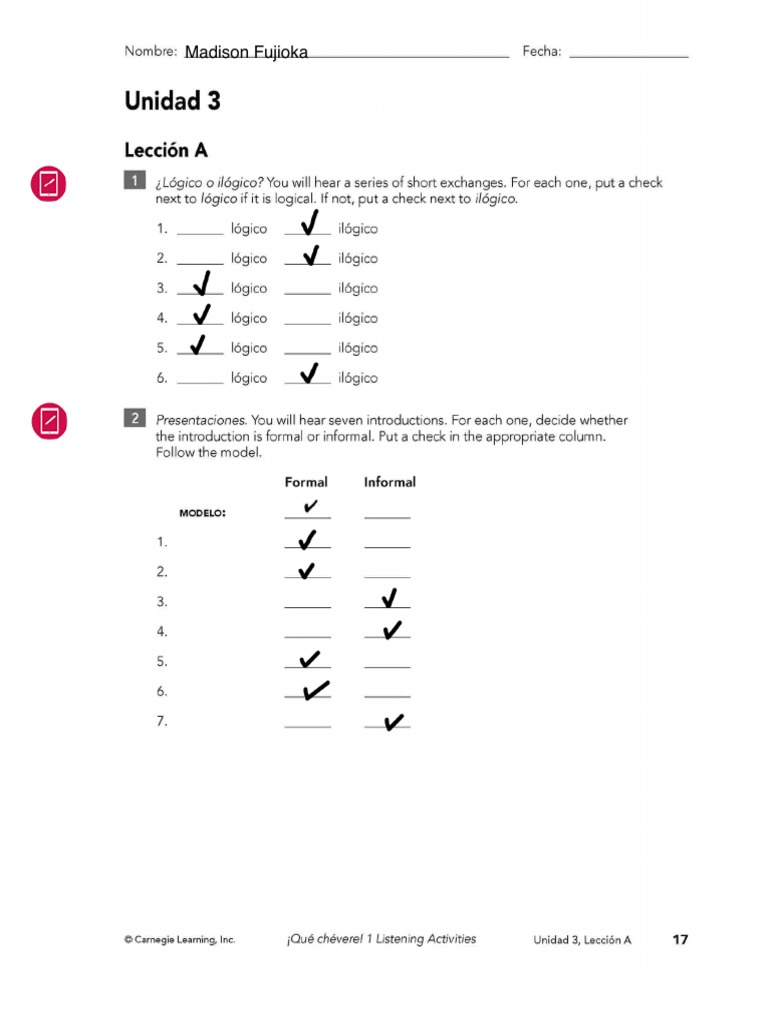 ¡Qué Chévere! Level 1 Listening Activities (2nd Ed.) - Listening 1 and ...