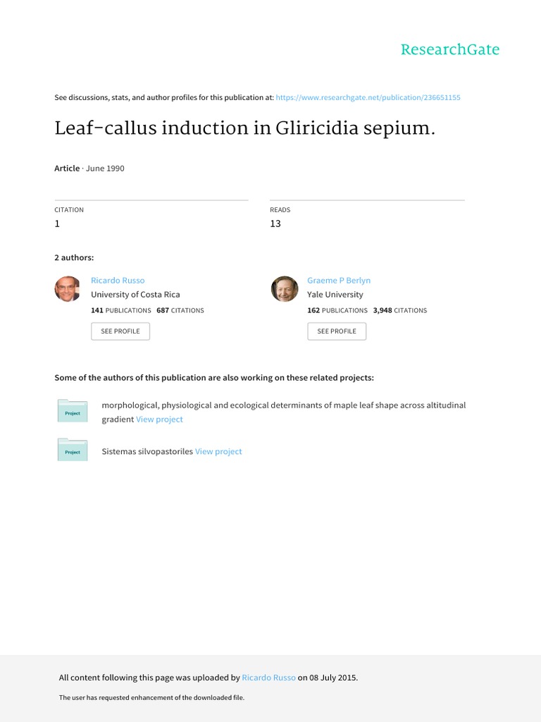 Inducción de callos en Gliricidia sepium | PDF | Horticultura | Agricultura