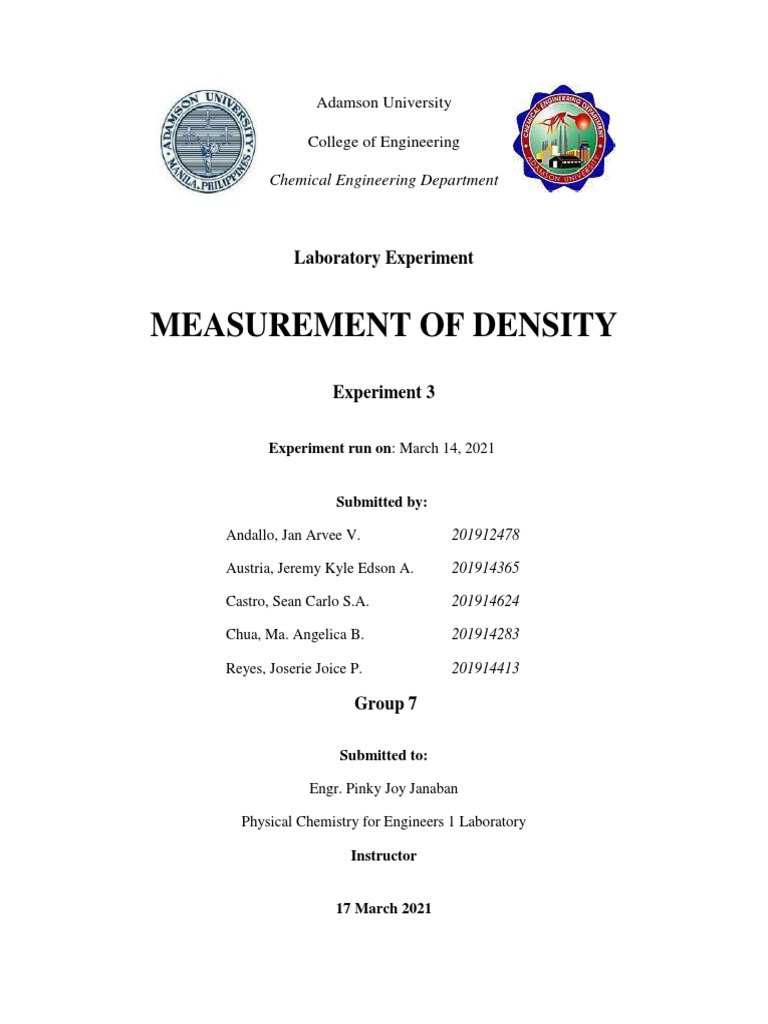 Laboratory Report Experiment 3 - Group 7 | PDF | Density | Buoyancy