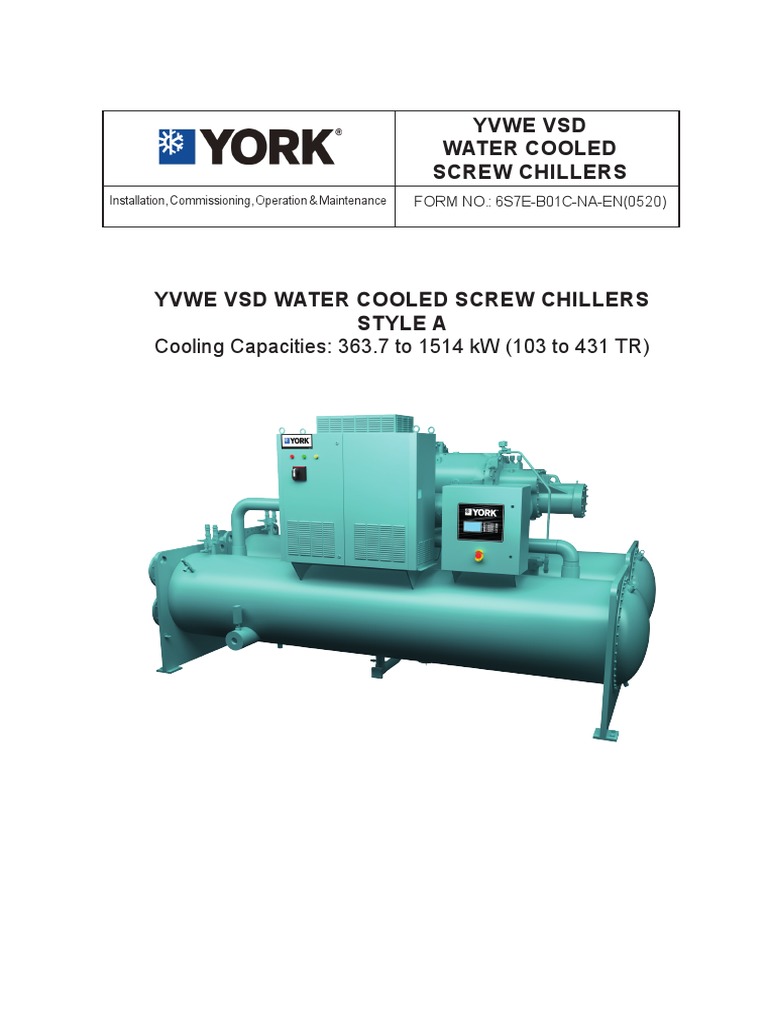 Manual Chiller Iom - Yvwe - 6s7e-B01c-Na-En (0520) | PDF | Heat Exchanger | Pipe (Fluid Conveyance)