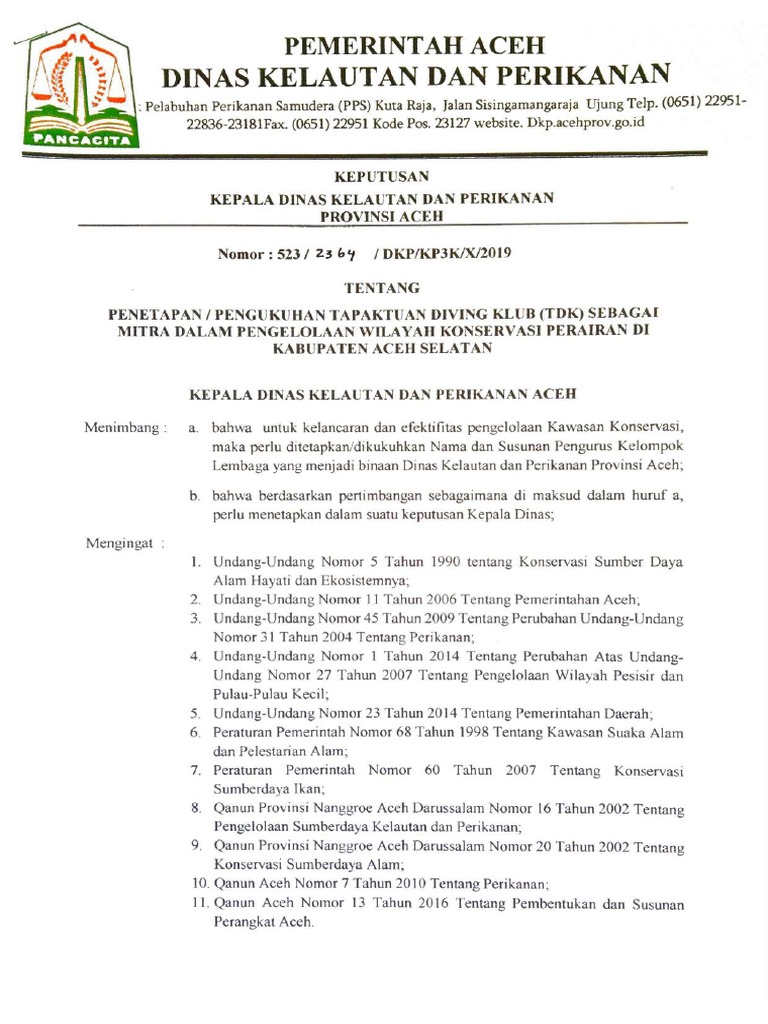 04.a. SK DKP Prov. Aceh TDK | PDF