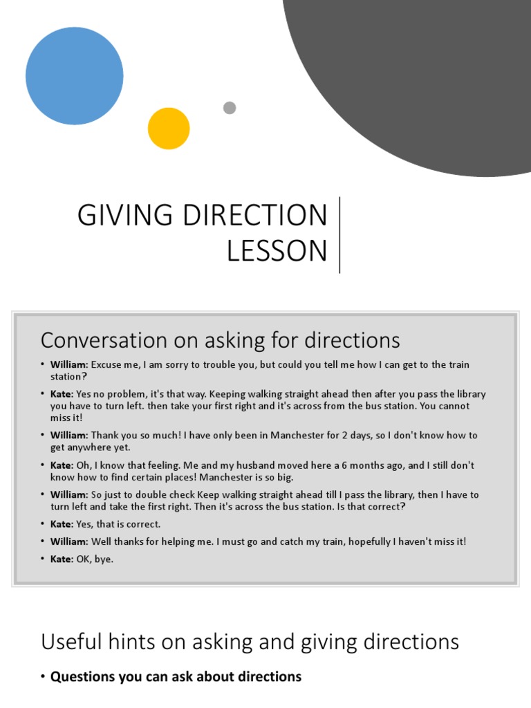 Giving Direction Lesson 2 | PDF