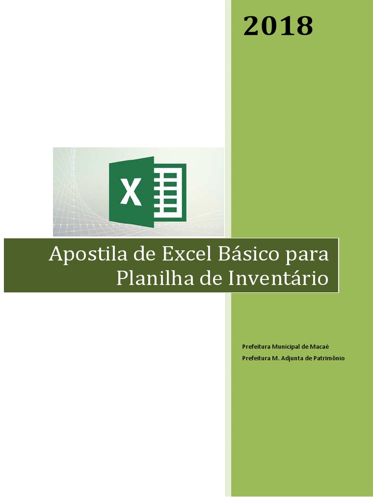 Apostila de Excel Básico para Planilha de Inventário Autor Prefeitura Municipal de Macaé | PDF ...