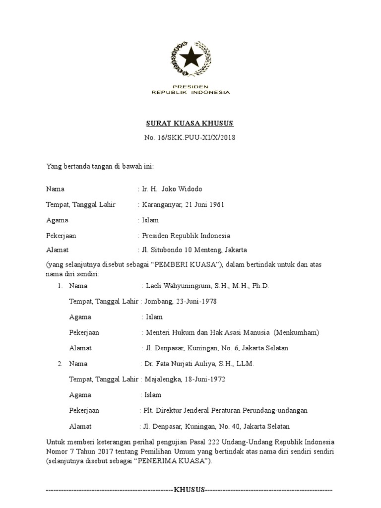A-3, Surat Kuasa Presiden | PDF