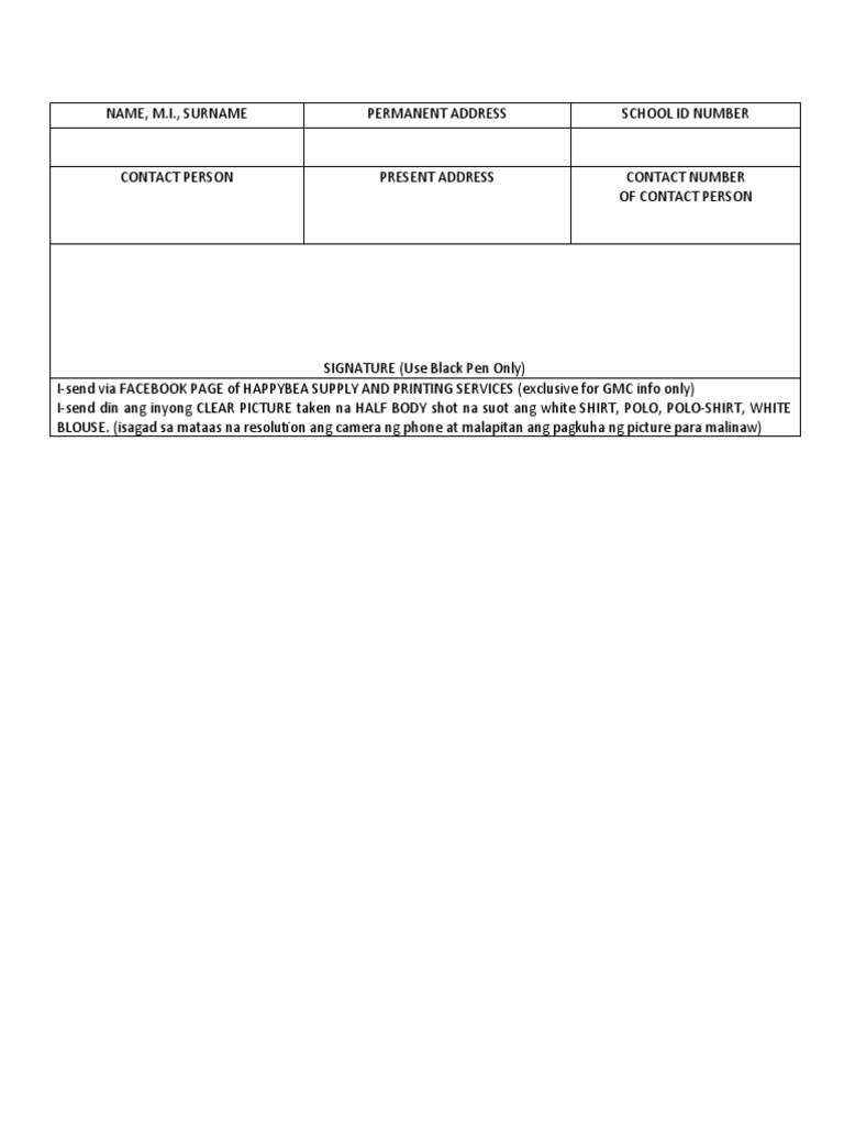 GMC ID Fill Up Form | PDF