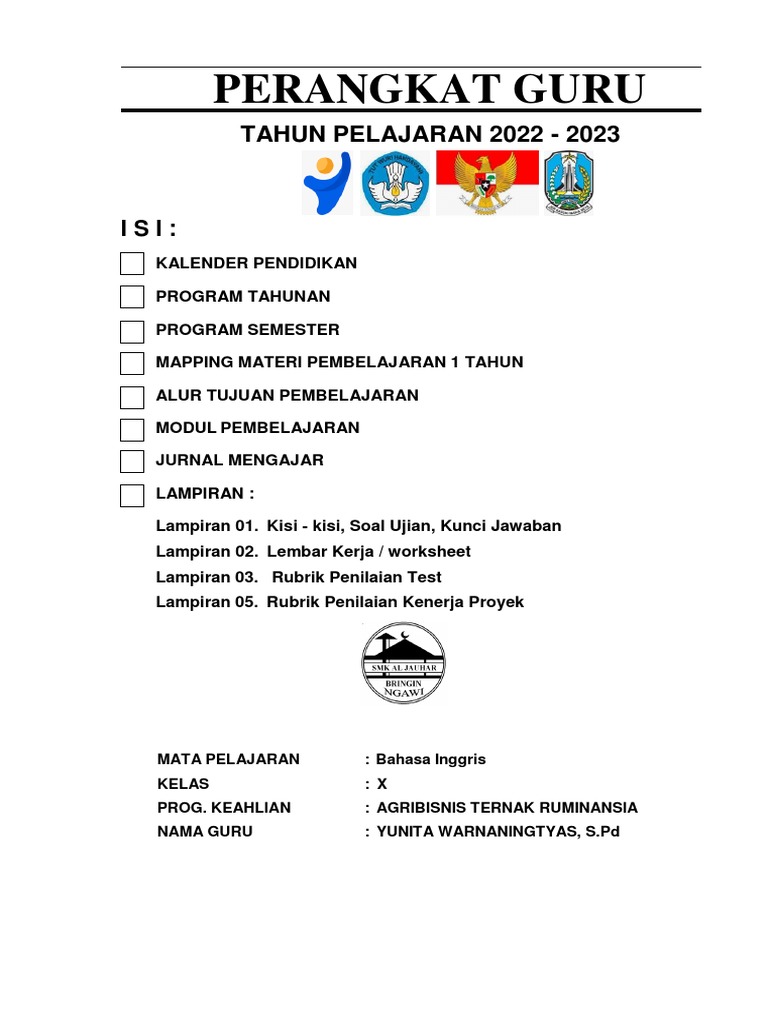 01 Perangkat Mengajar & RPP 2022-23 Depan | PDF