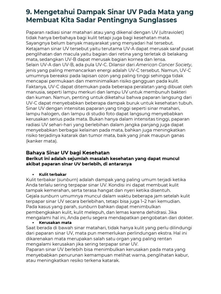 Dampak Sinar UV | PDF