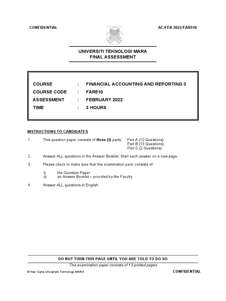 Faculty Accountancy 2022 Session 1 - Degree Far510 | PDF | Depreciation ...