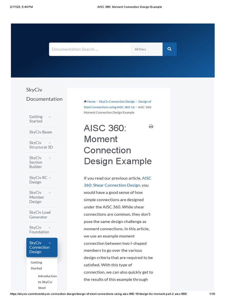AISC 360 - Moment Connection Design Example | PDF | Beam (Structure ...