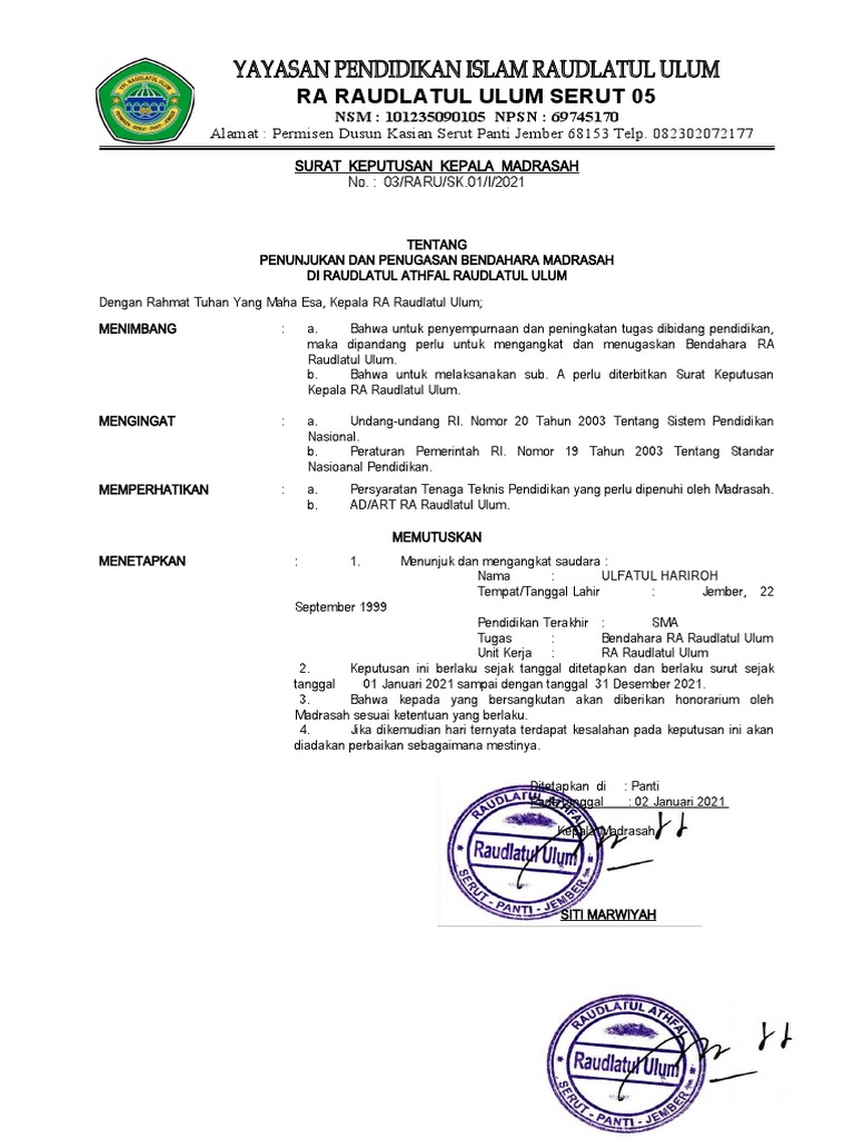 SK Bendahara 2021 | PDF