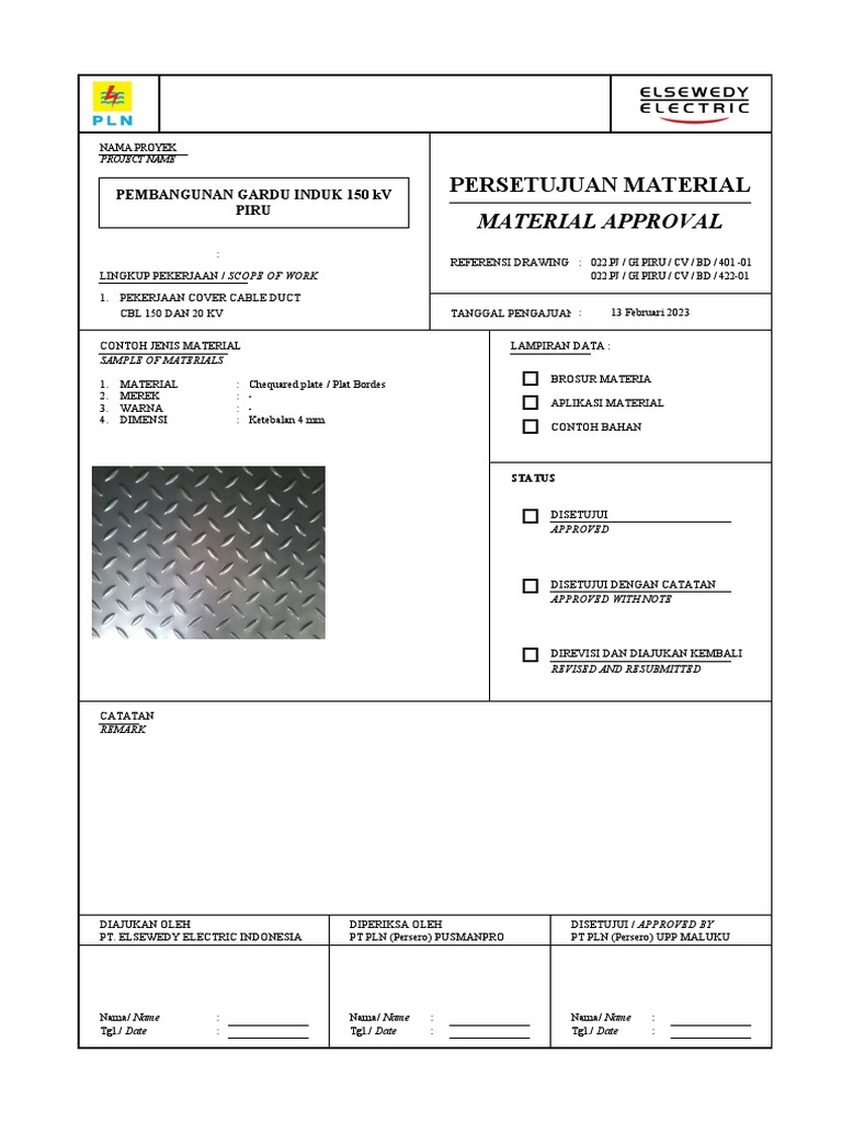 10. Form Persetujuan Material Plat Bordes 02 | PDF