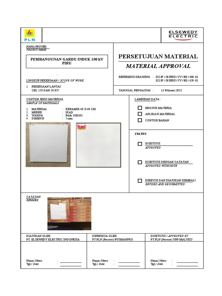 Form Persetujuan Material Keramik | PDF