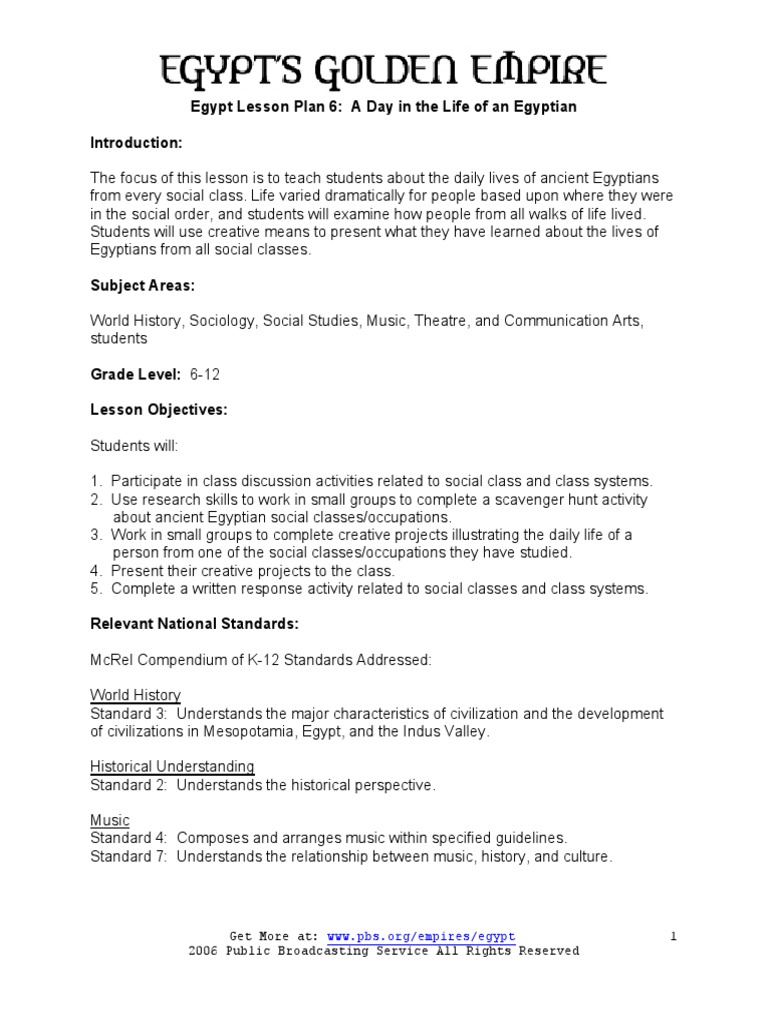 Lesson 6 | PDF | Ancient Egypt | Lesson Plan