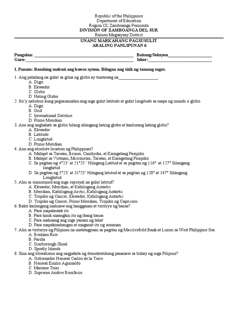 AP6-1st-Quarter-6final | PDF