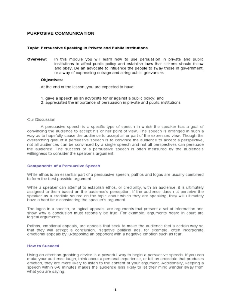 Module 4 | PDF | Public Speaking | Persuasion