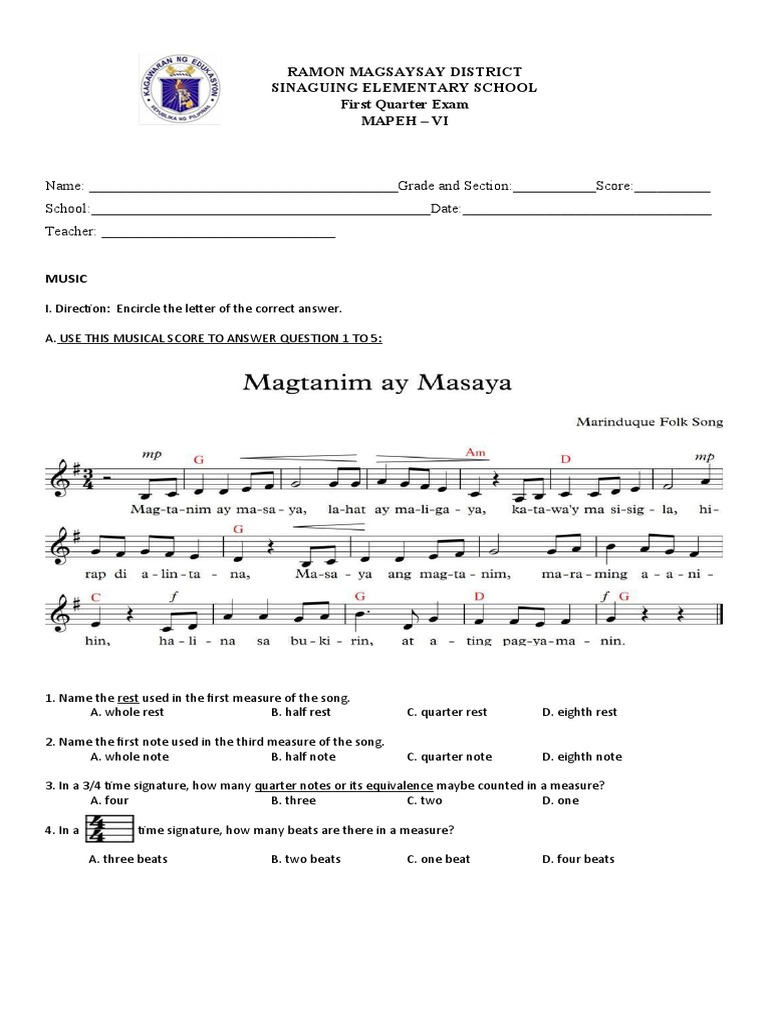 First Quarter Mapeh Pdf Graphics
