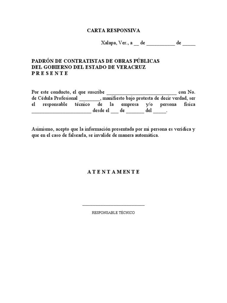 Carta Responsiva | PDF