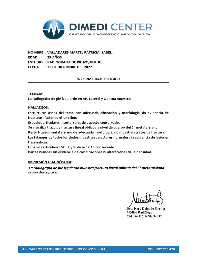 Pie Iz, RX Pie Izquierda | PDF