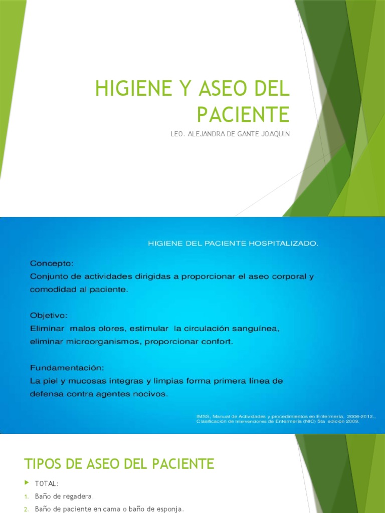 Higiene y Aseo Del Paciente | PDF | Higiene | Boca
