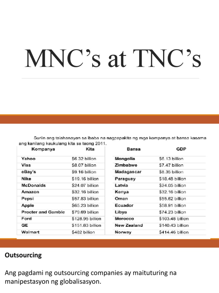 MNC's at TNC's | PDF