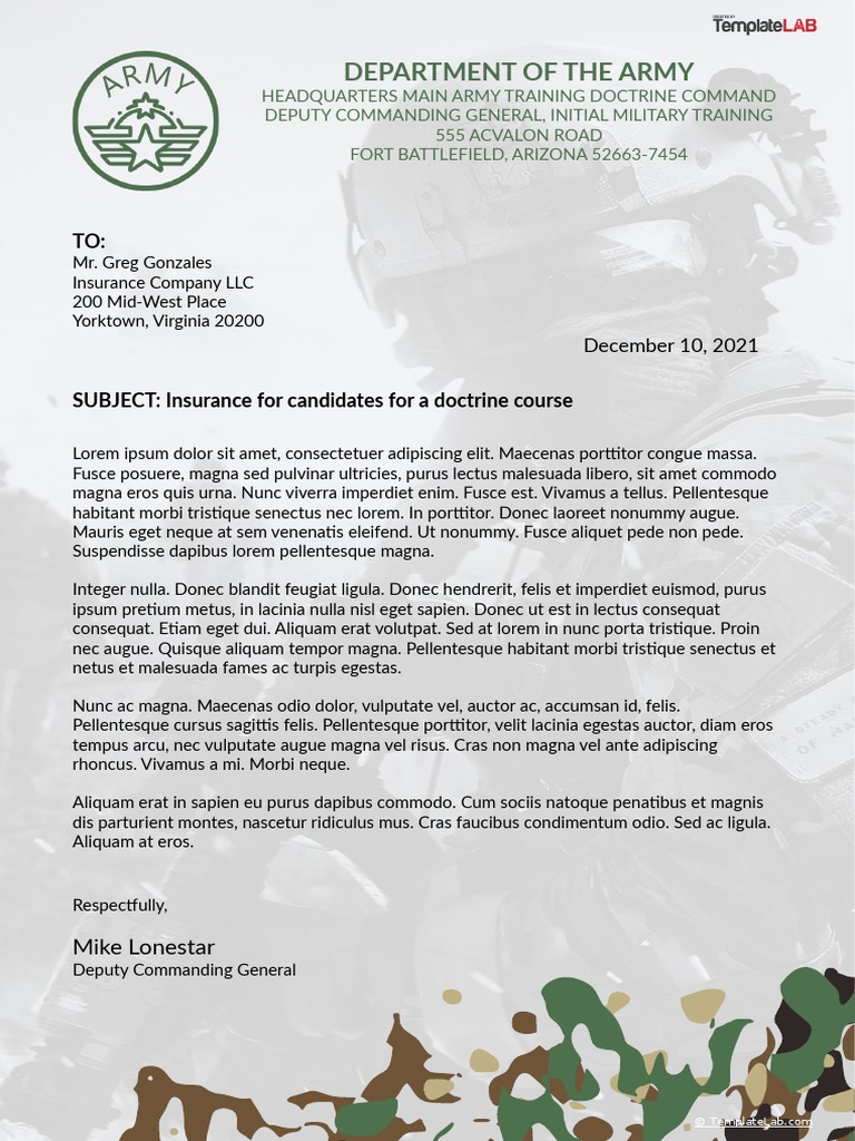 Army Letterhead Template | PDF