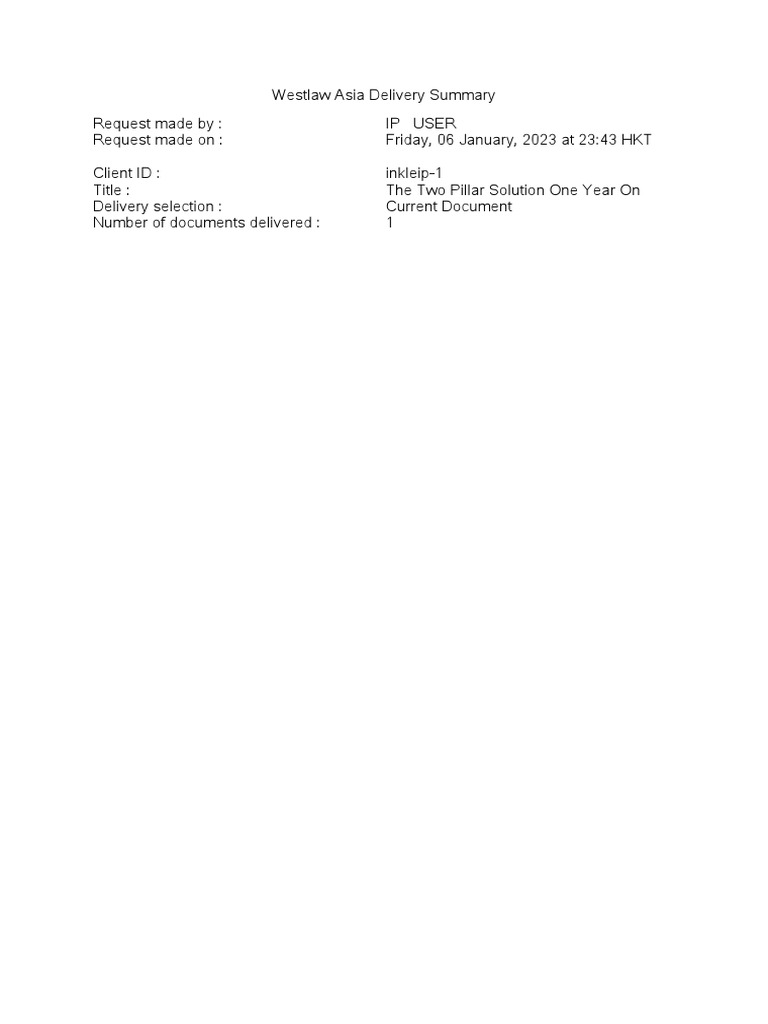 The Two Pillar Solution One Year On | PDF | Government Finances ...