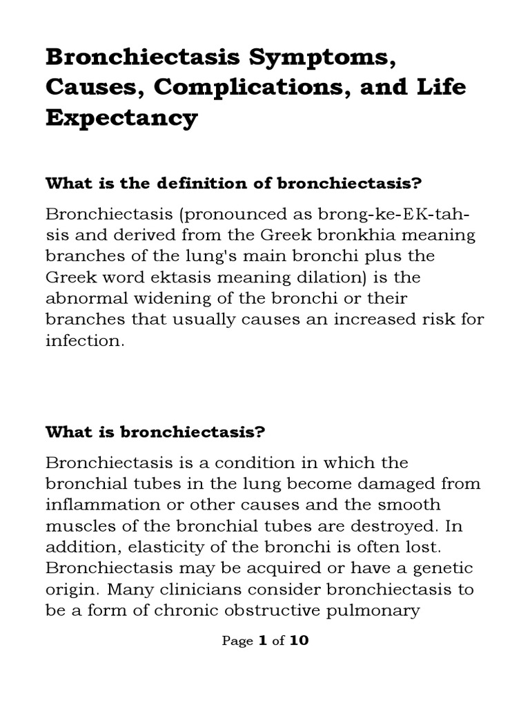 Bronchiectasis Symptoms | PDF | Lung | Chronic Obstructive Pulmonary ...