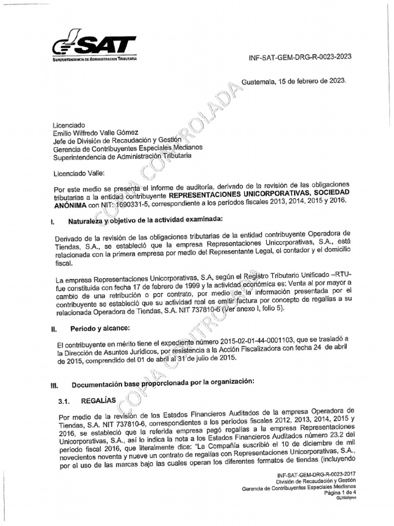 Ejemplo Informe de Auditoria Administrativa | PDF
