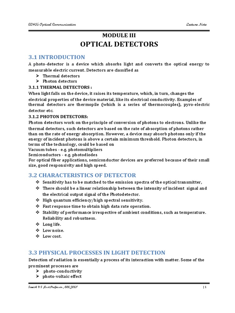 Ec405 Optical Communication Module 2 Pdf Amplifier Semiconductors