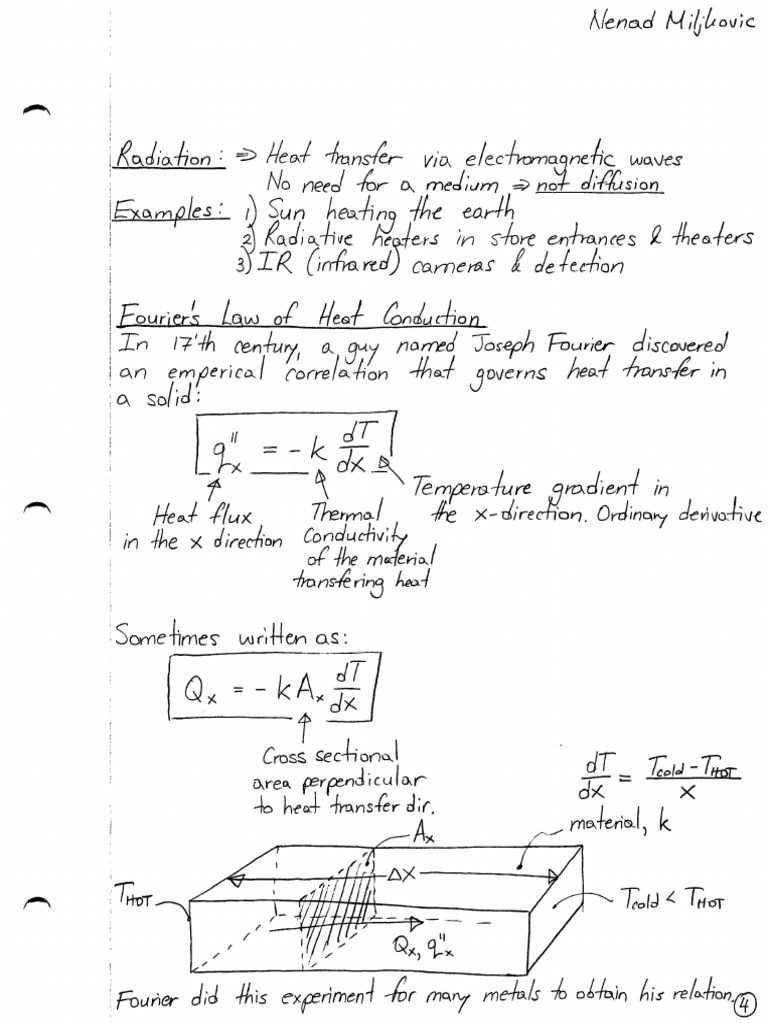 Fouriers Law of Heat Conduction | PDF
