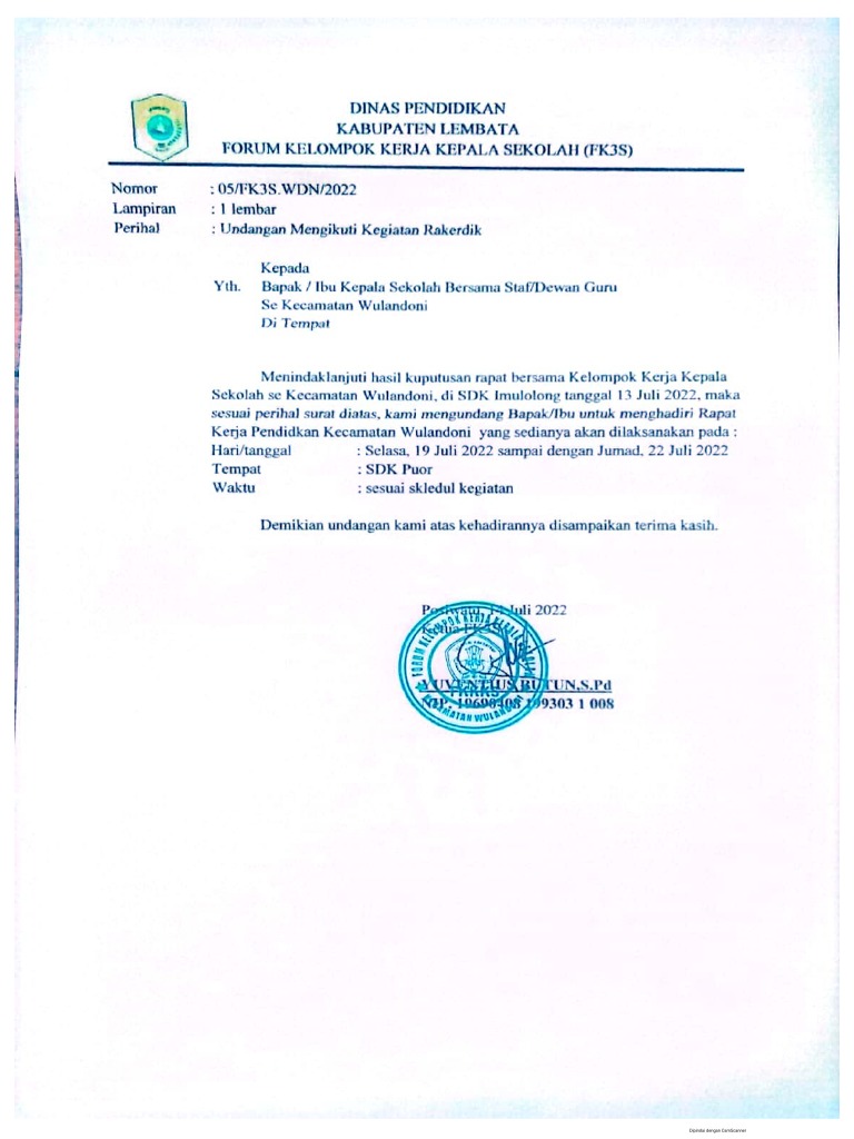 Undangan Rakerdik | PDF