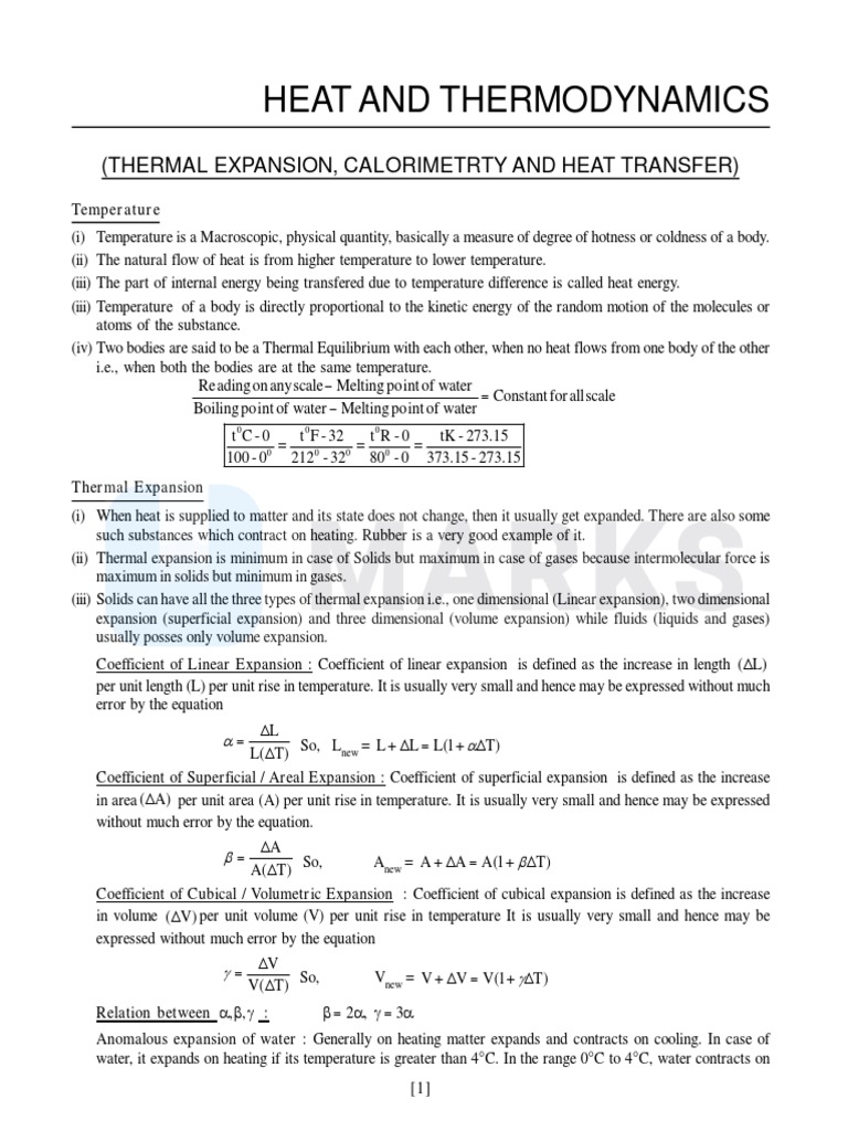 11 Heat Part1 Formula Sheets Getmarks App | PDF | Thermal Expansion | Heat